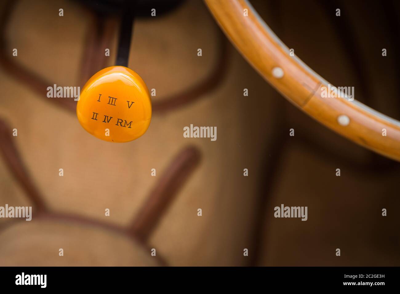 Close up horizontal shot of the gear shifter of a vintage car Stock ...