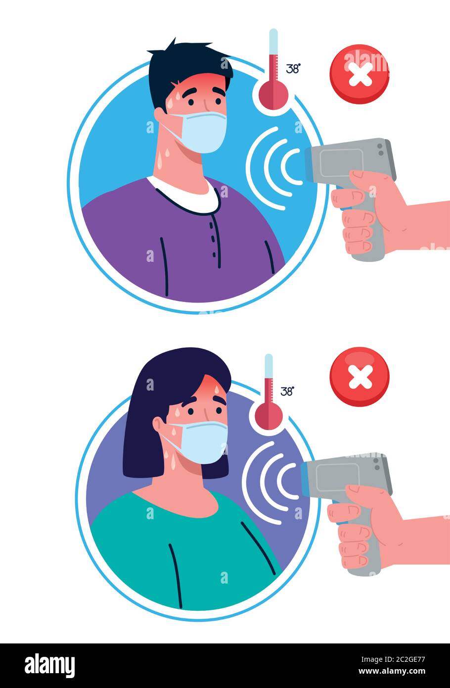 covid 19 coronavirus, hands holding infrared thermometer to measure ...