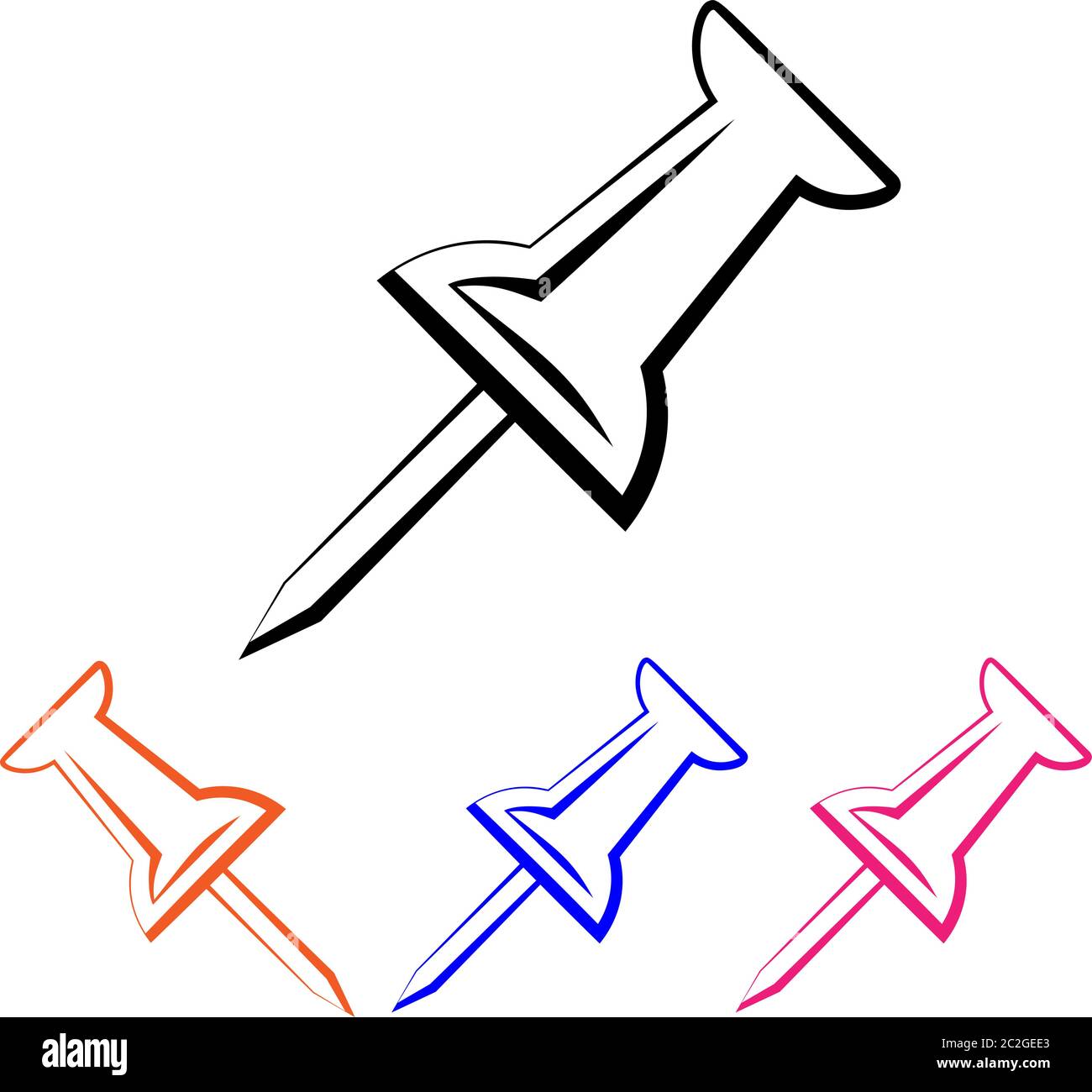 Drawing Pin Icon, Push Pin Vector Art Illustration Stock Vector Image ...