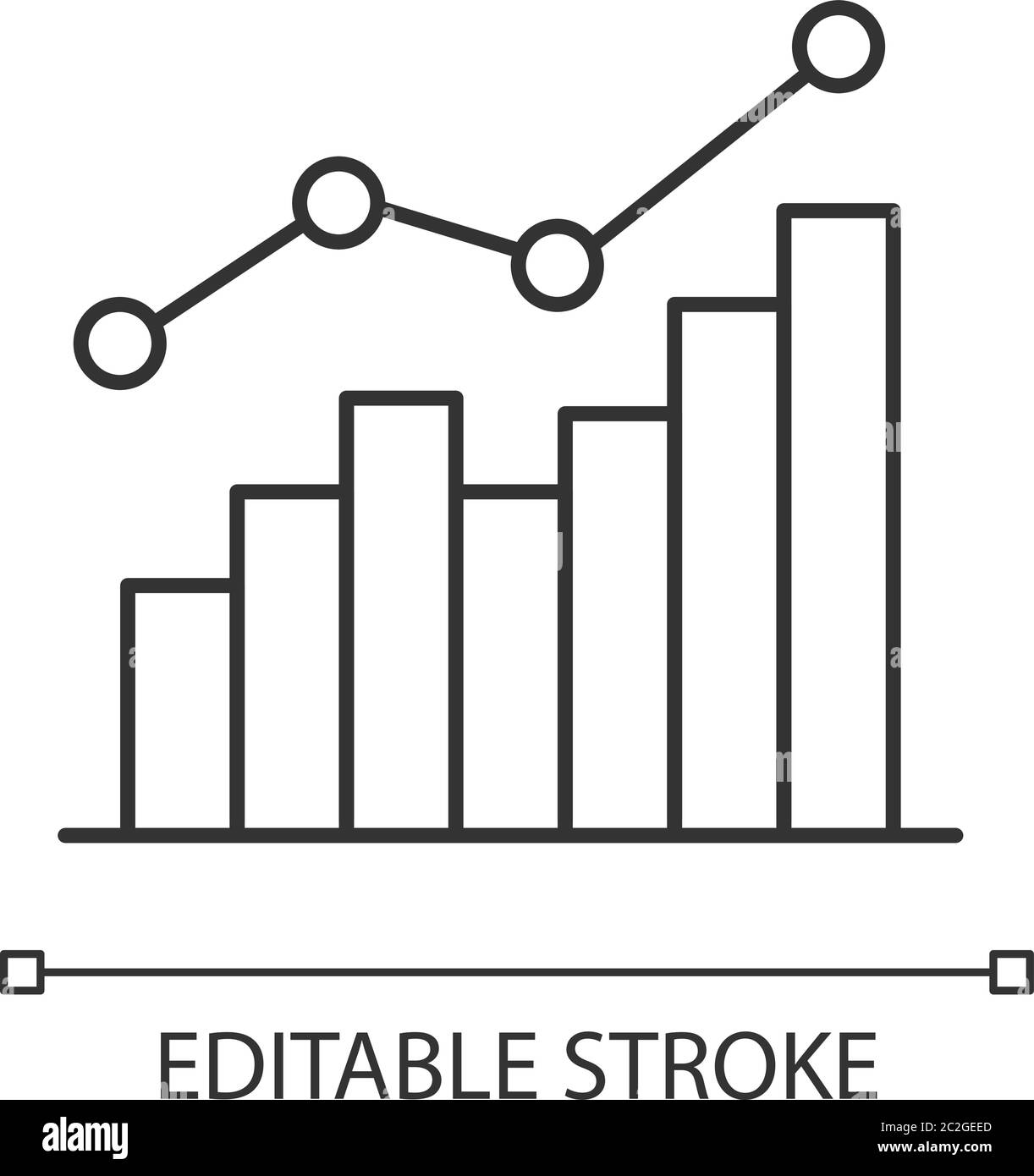 Growing statistic pixel perfect linear icon Stock Vector Image & Art ...
