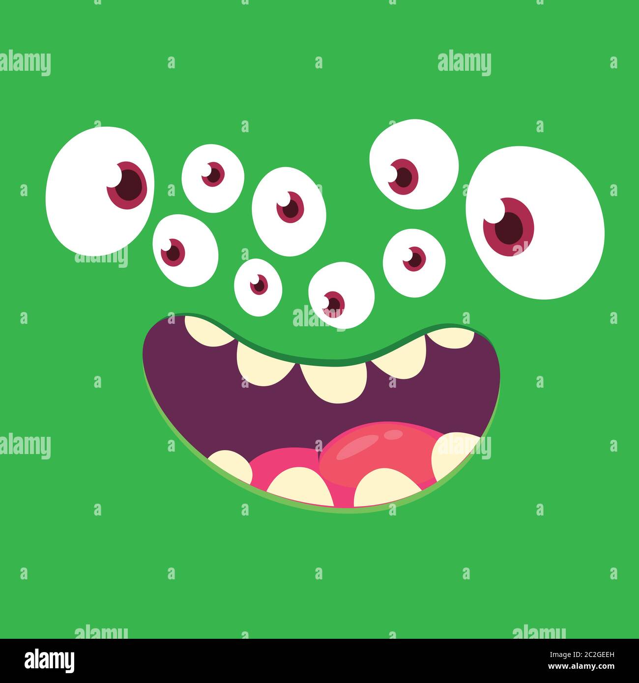 Cartoon monster face with many eyes. Vector Halloween monster avatar ... Cartoon monster face with many eyes. Vector Halloween monster avatar ...