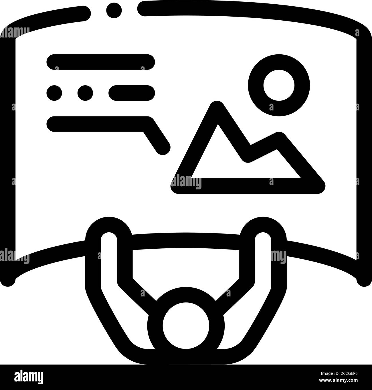 man with detailed posters top view icon vector outline illustration ...