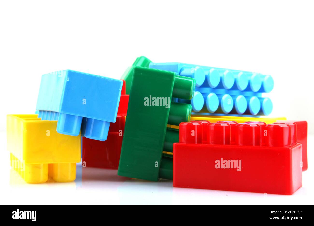 Close-Up Of Plastic Building Blocks Against White Background Stock ...