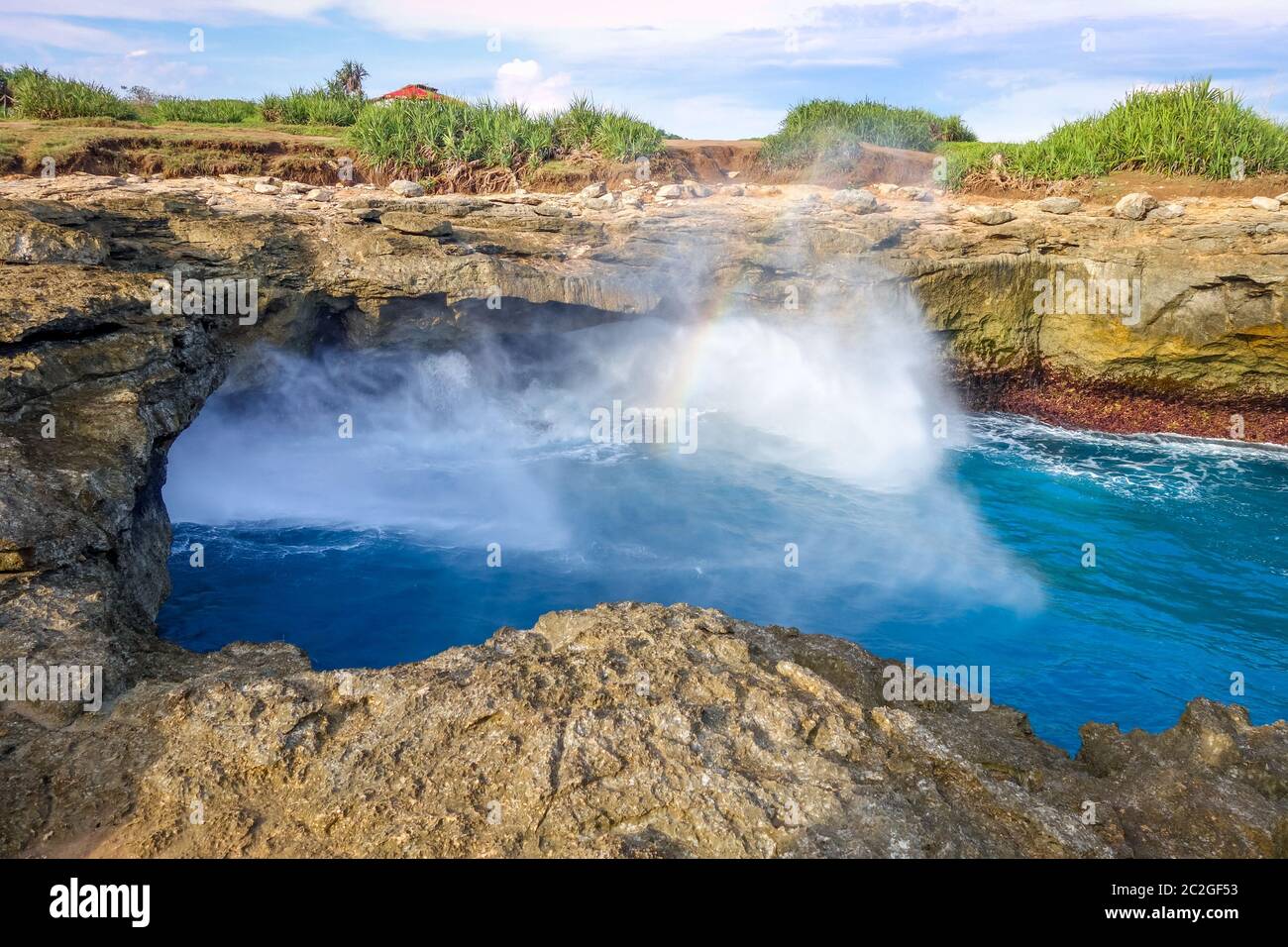 Devil’s tears landmark in Nusa Lembongan island, Bali, Indonesia Stock ...