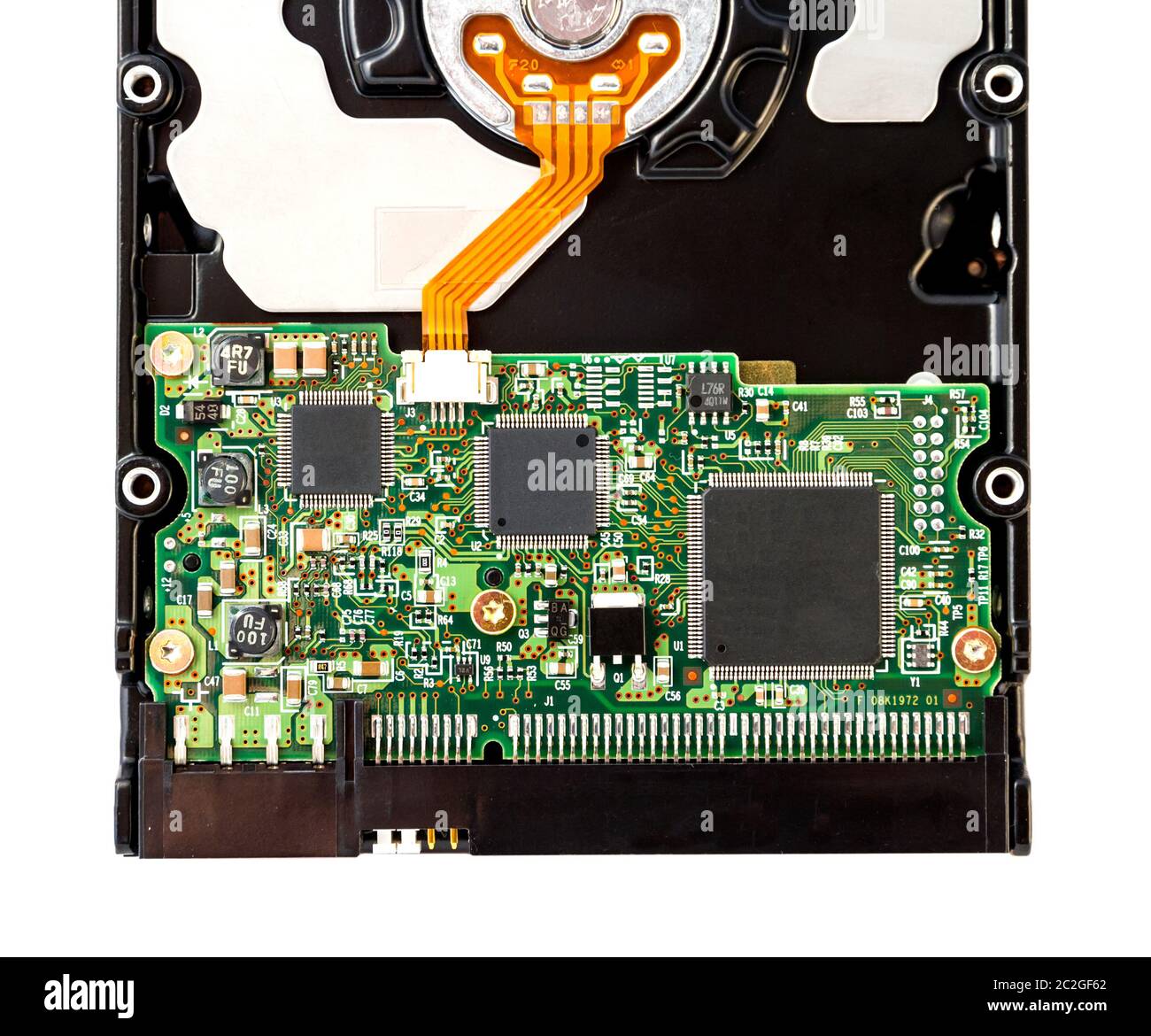 Opened hard disk drive isolated on white background Stock Photo - Alamy