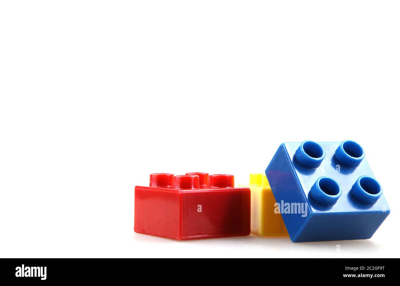 Close-Up Of Plastic Building Blocks Against White Background Stock ...