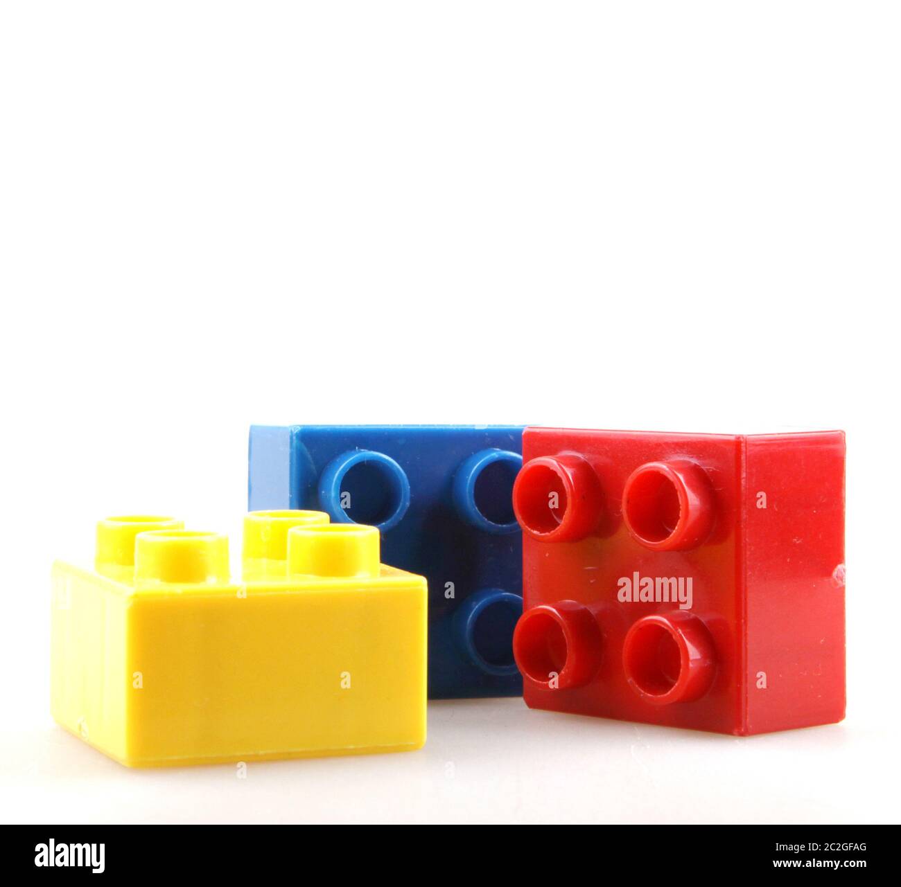 Close-Up Of Plastic Building Blocks Against White Background Stock ...