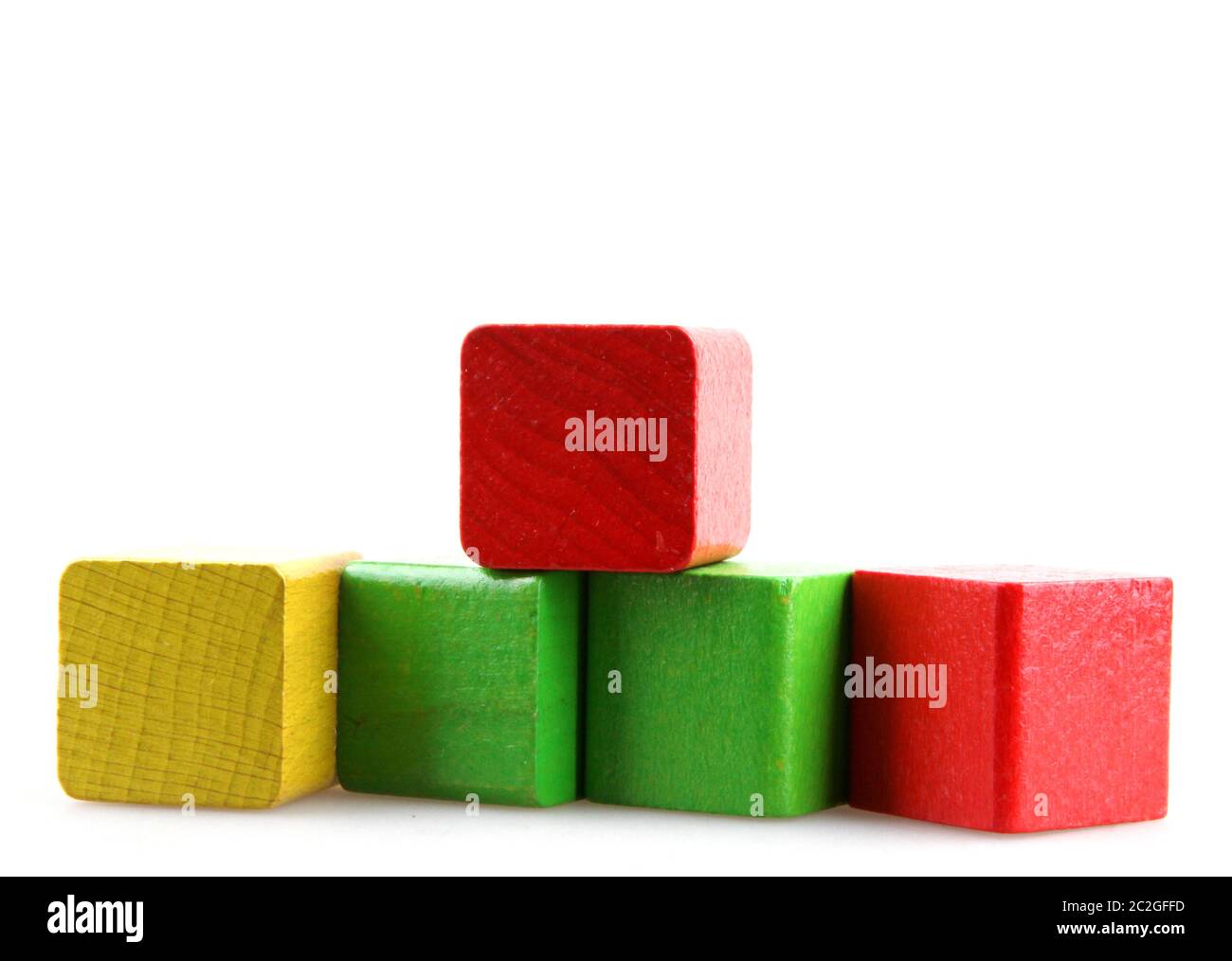 Studio Shot Of Colorful Toy Blocks Against White Background Stock Photo ...
