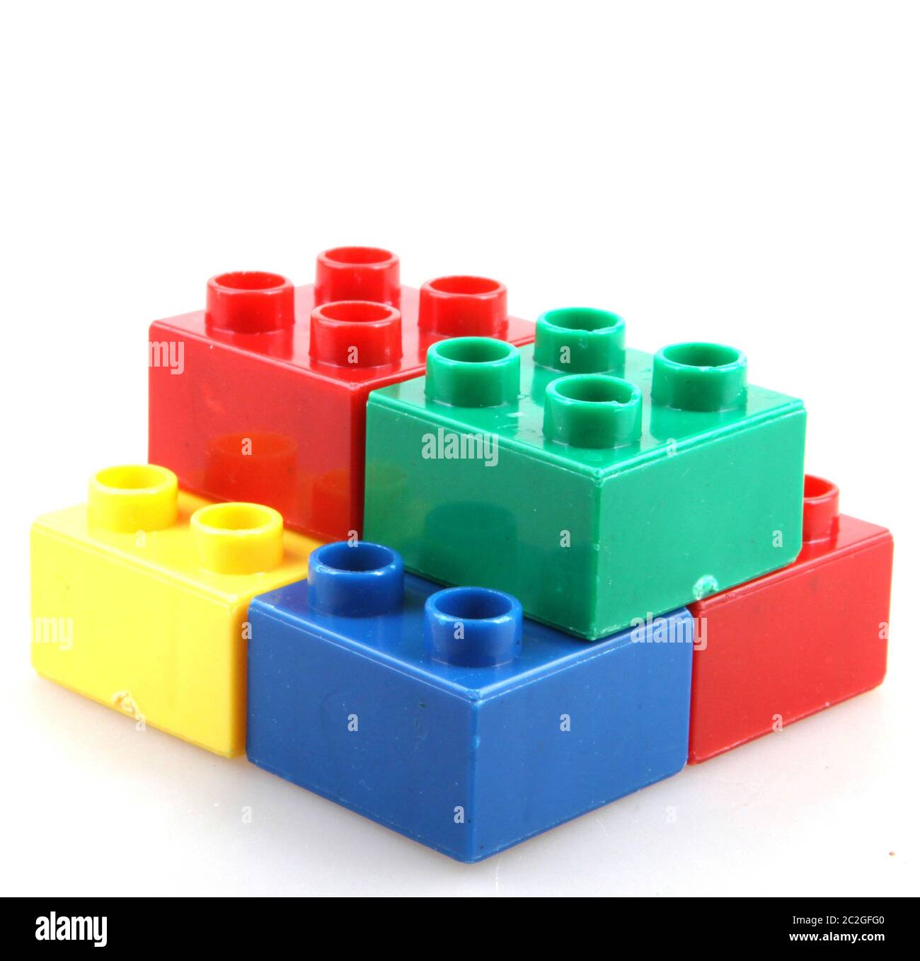 Close-Up Of Plastic Building Blocks Against White Background Stock ...