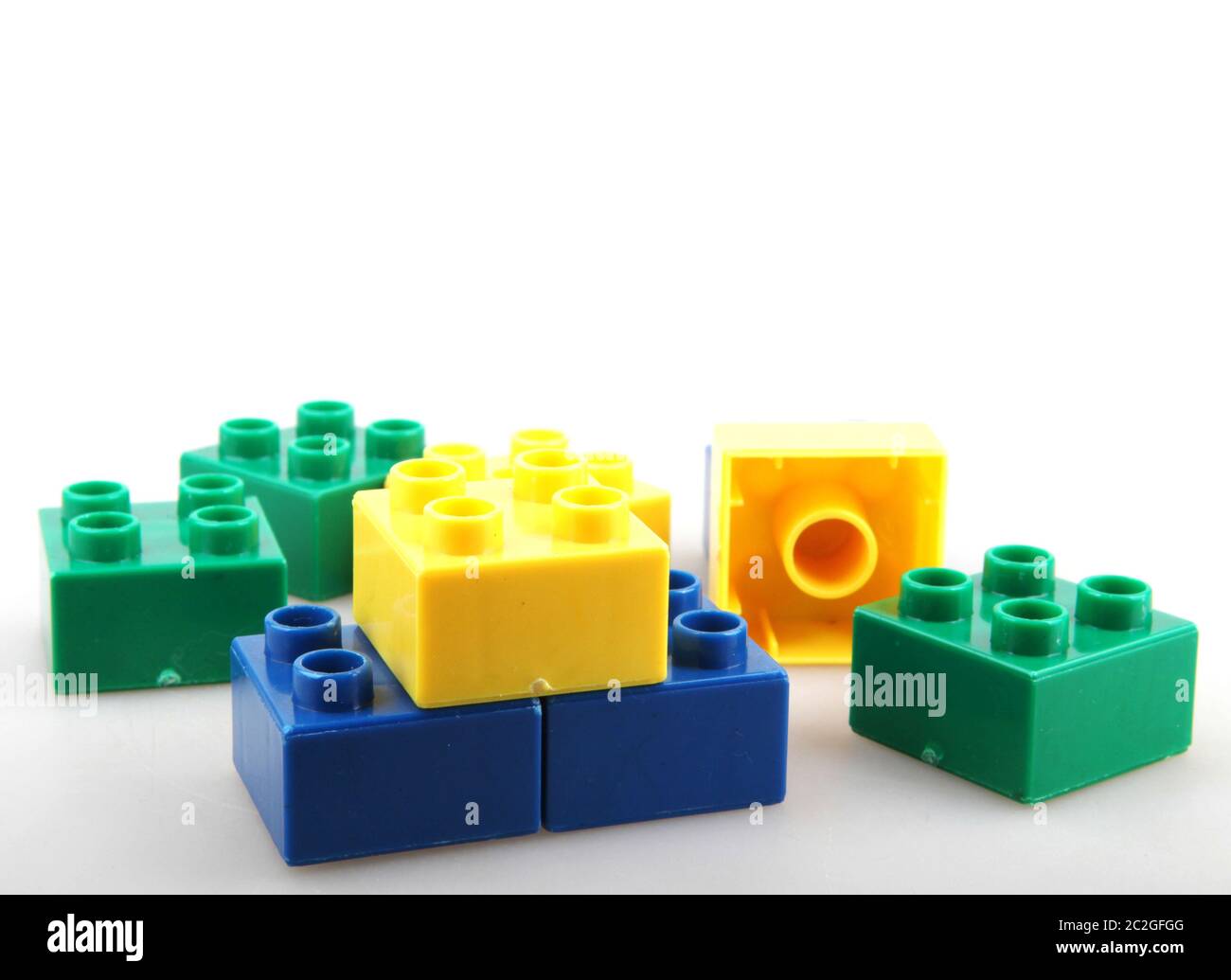 Close-Up Of Plastic Building Blocks Against White Background Stock ...