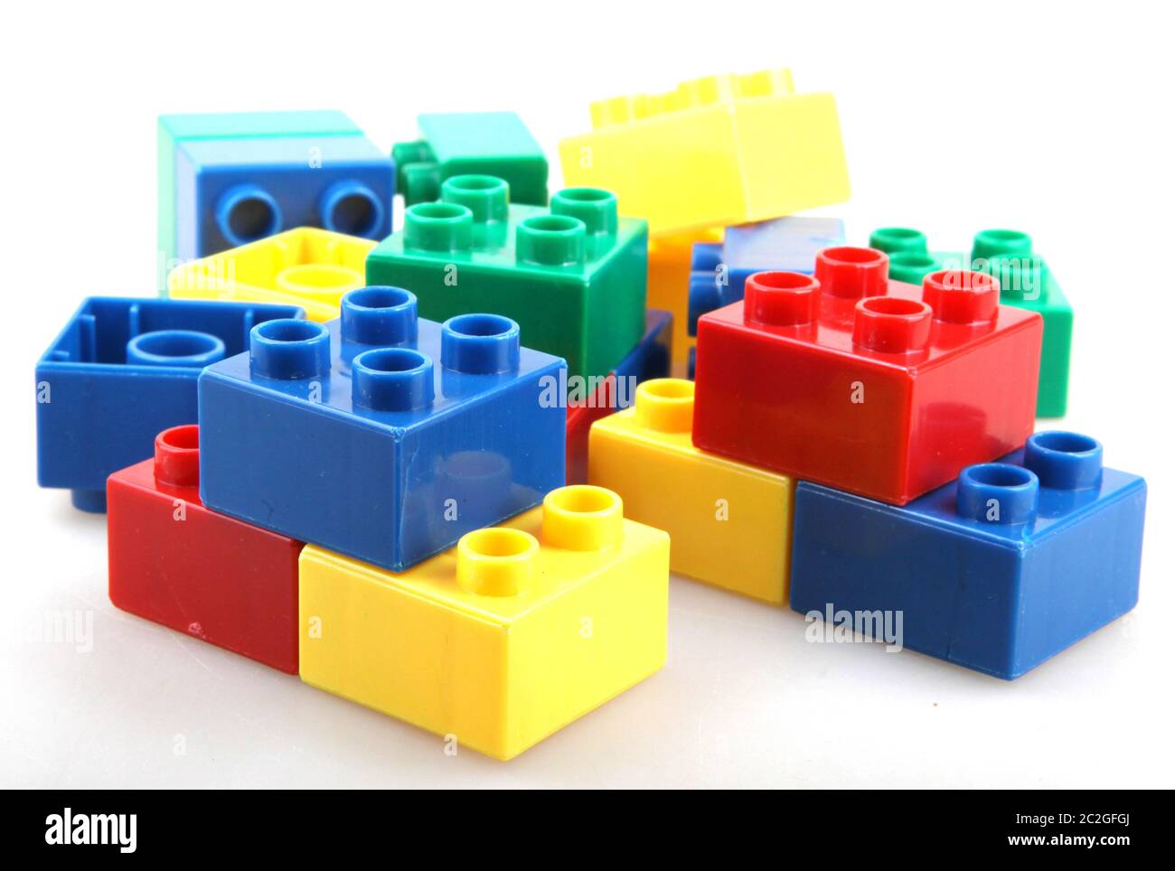 Close-Up Of Plastic Building Blocks Against White Background Stock ...