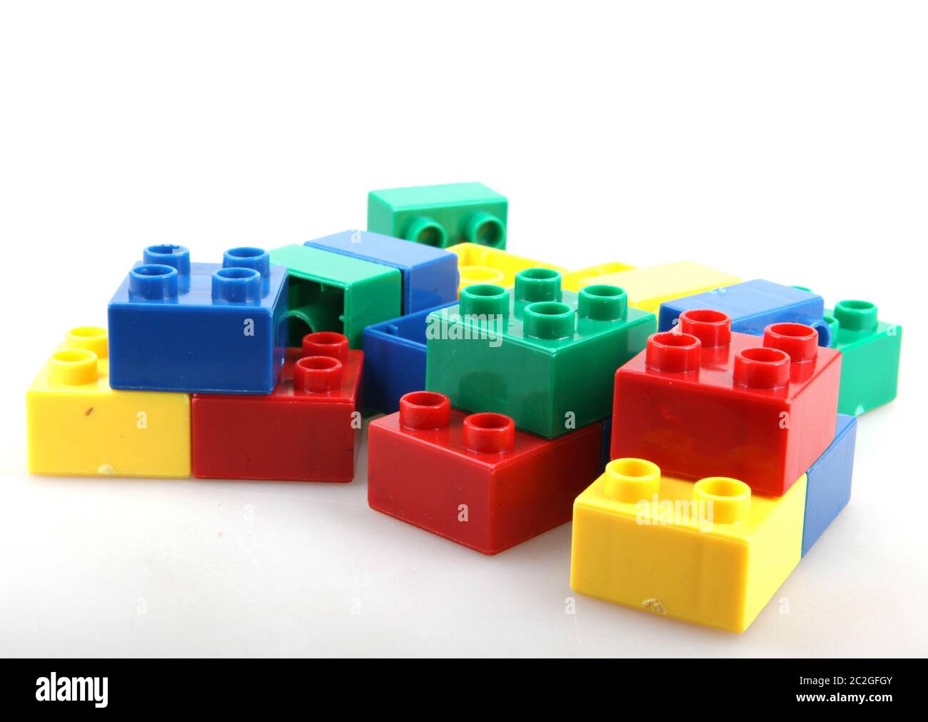 Close-Up Of Plastic Building Blocks Against White Background Stock ...