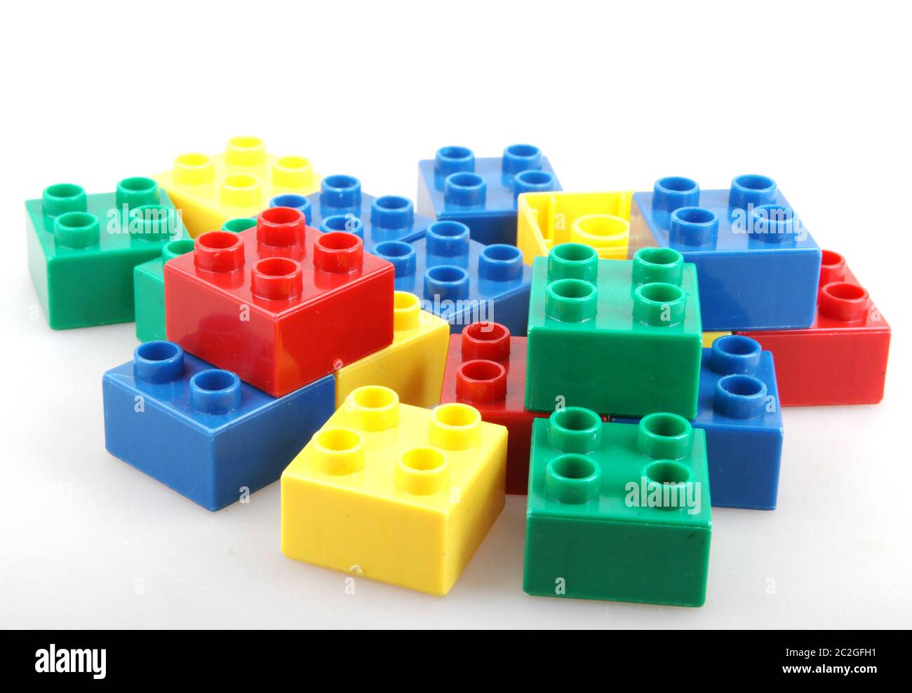 Close-Up Of Plastic Building Blocks Against White Background Stock ...