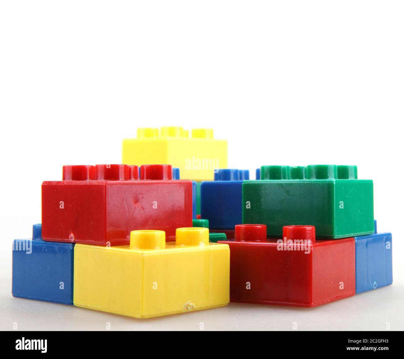 Close-Up Of Plastic Building Blocks Against White Background Stock ...