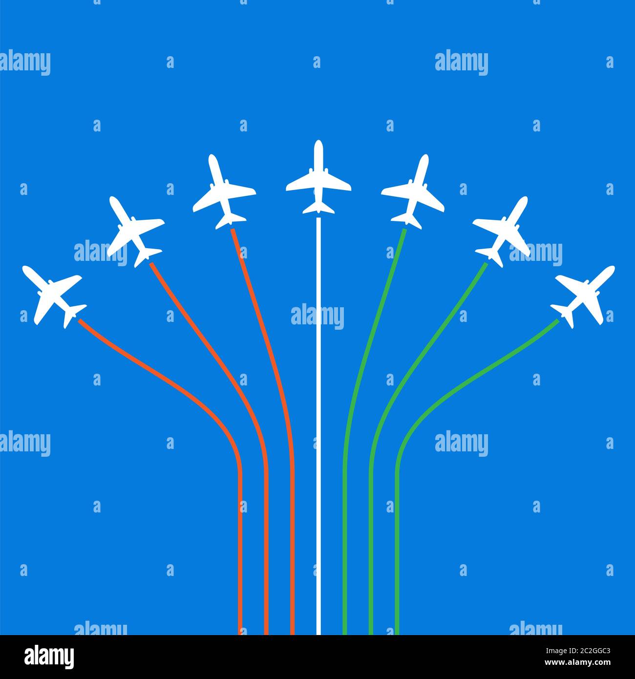 Airplane Flying Formation In Blue Sky, Air Show Display, The ...