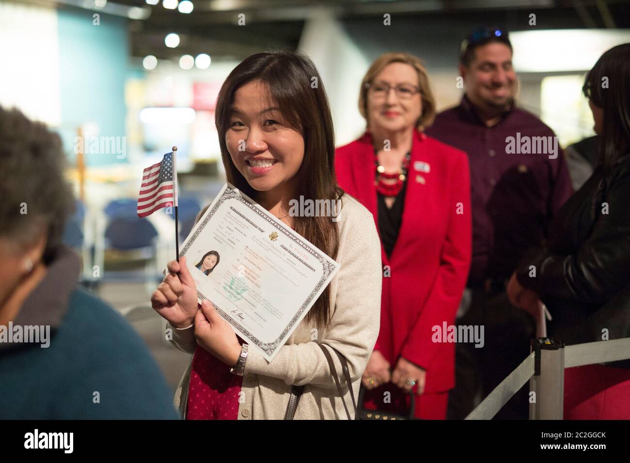 San Antonio Texas USA, March 25 2016: New United States citizen poses ...