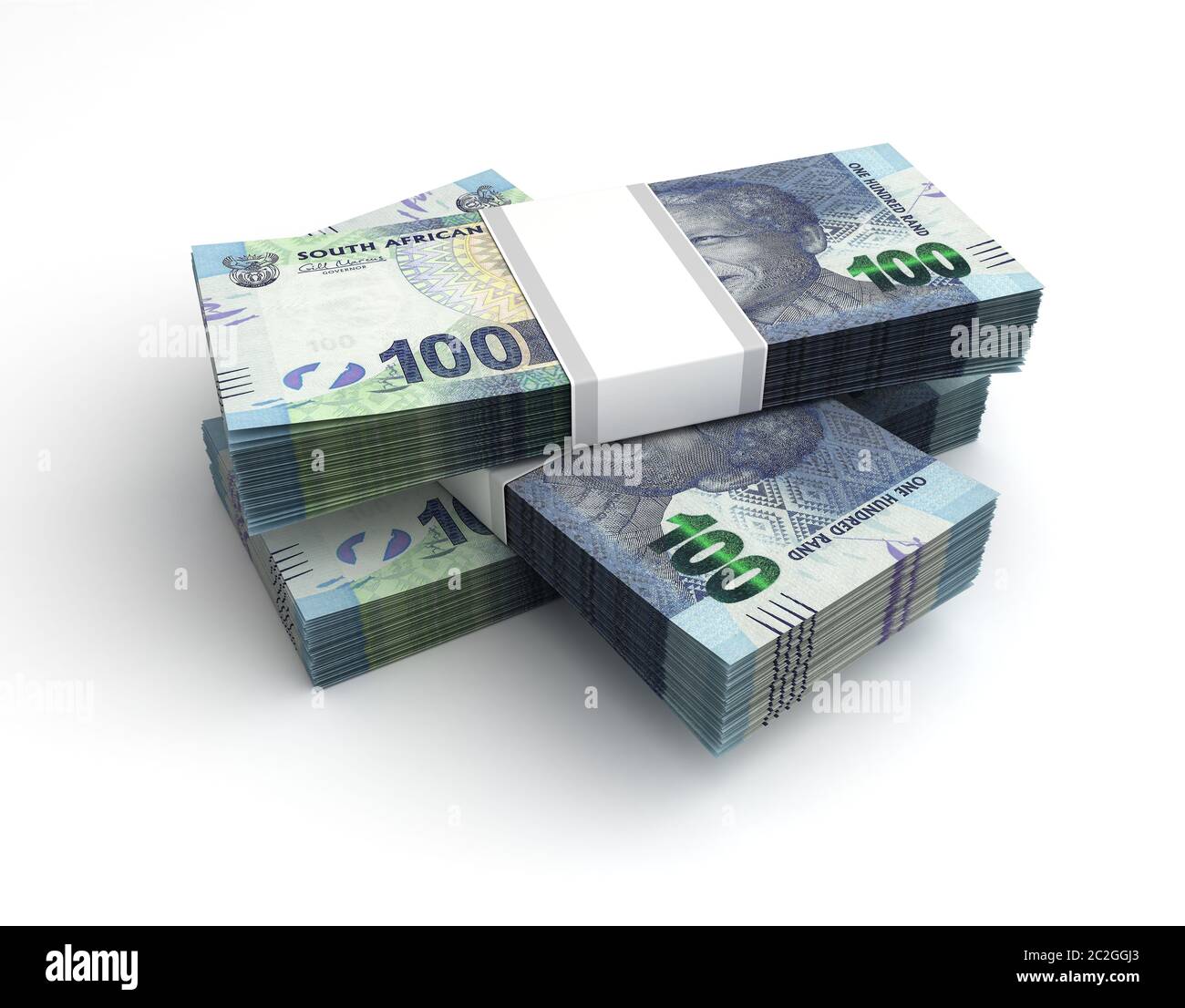 Stack of South African Rand (Isolated on white background Stock Photo ...