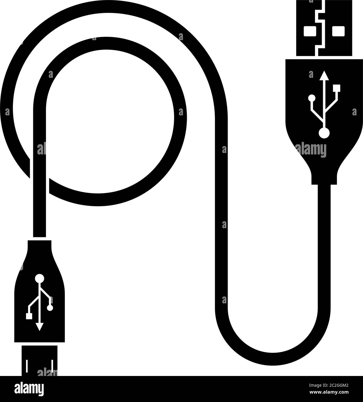 Micro Usb Cable, Usb Cable Vector Art Illustration Stock Vector Image ...