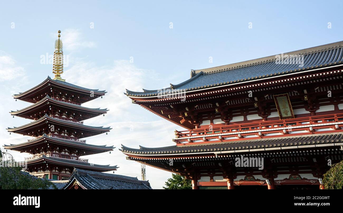 Senso Ji temple pagoda tower culture architecture red Stock Photo - Alamy