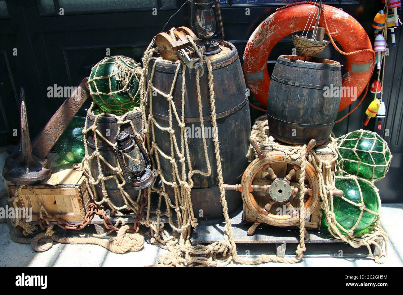 Old ship wreak equipment decoration Stock Photo - Alamy