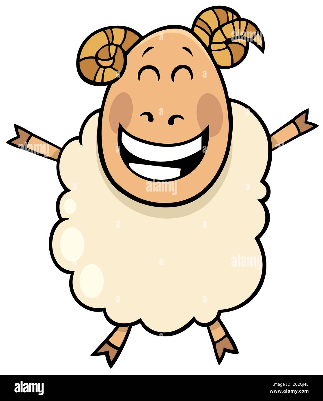 happy ram farm animal cartoon character Stock Photo - Alamy