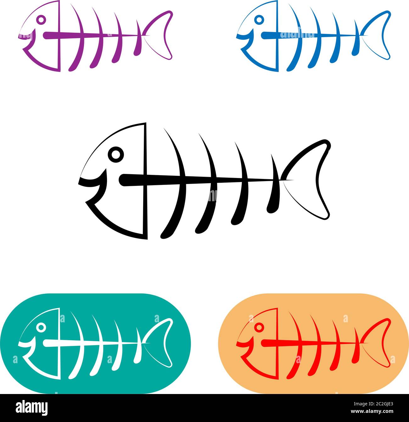Fish Bone Icon Design Vector Art Illustration Stock Vector Image & Art ...