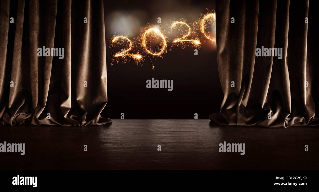 Magical theater stage for a happy new year background 2020 Stock Photo ...