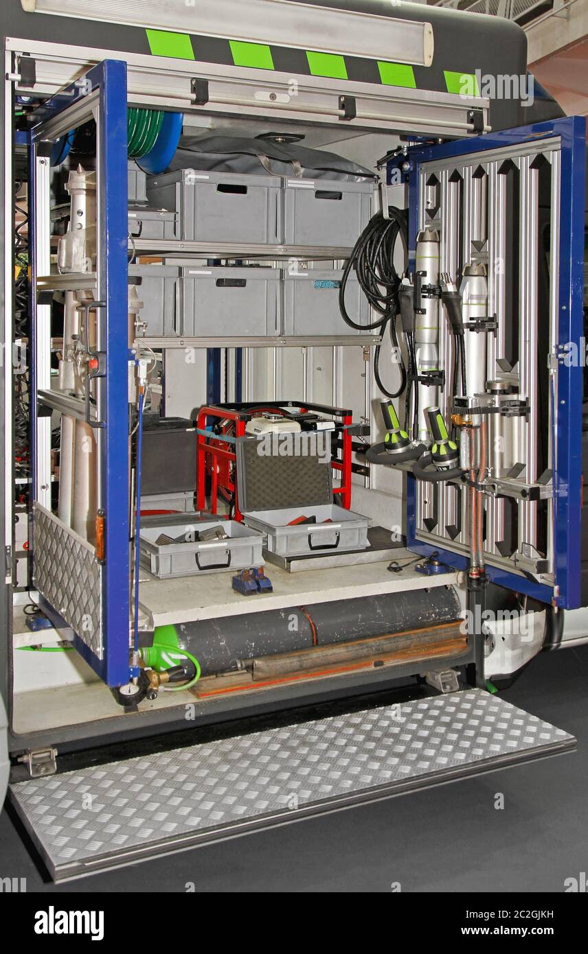 Emergency Rescue Vehicle Hardware Tools Equipment Shelf Stock Photo - Alamy