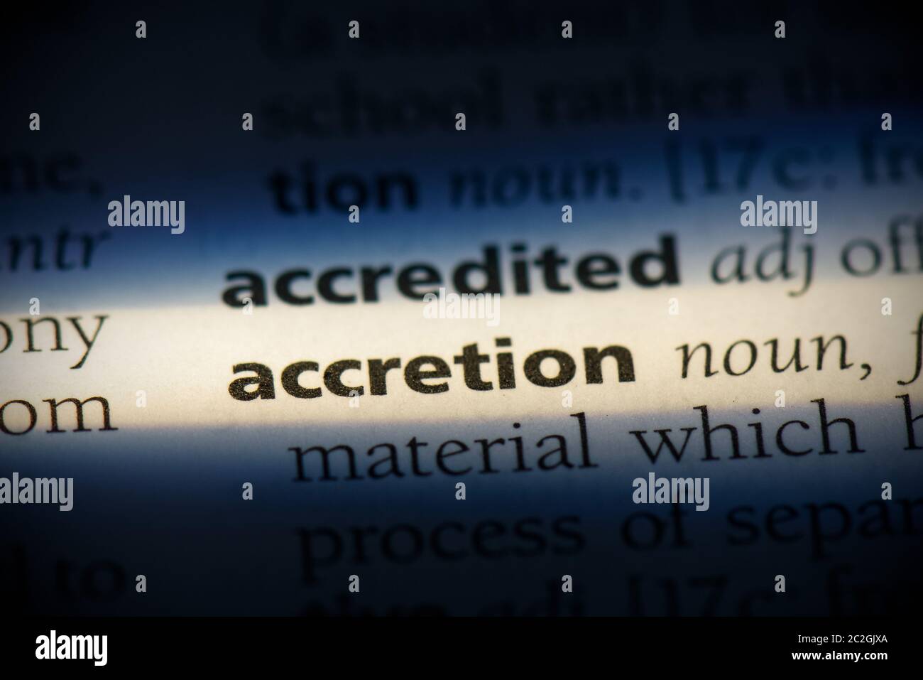 accretion word in a dictionary. accretion concept, definition Stock ...