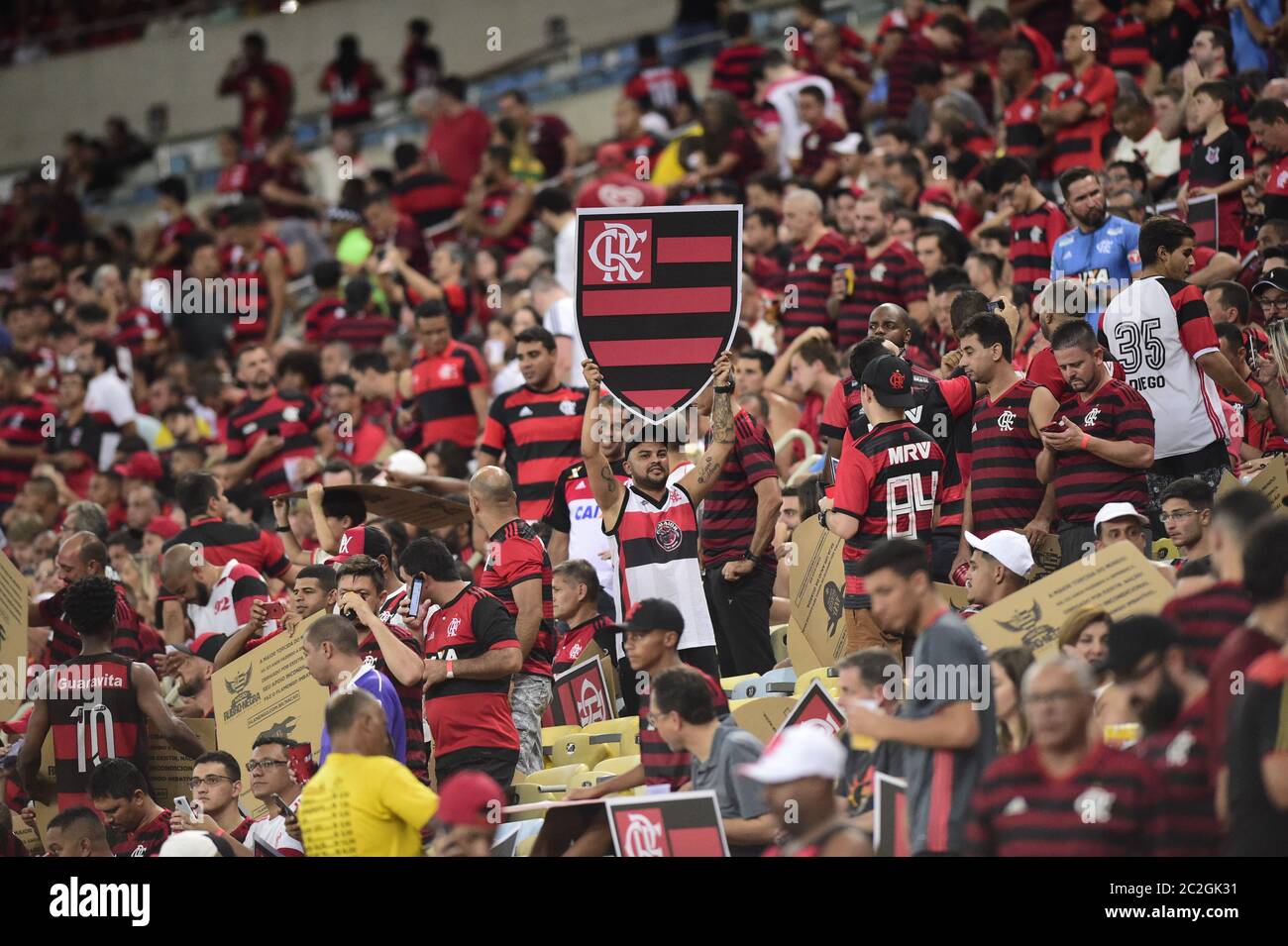Flamengo football supporters during Flamengo x Emelec match at Maracanã ...