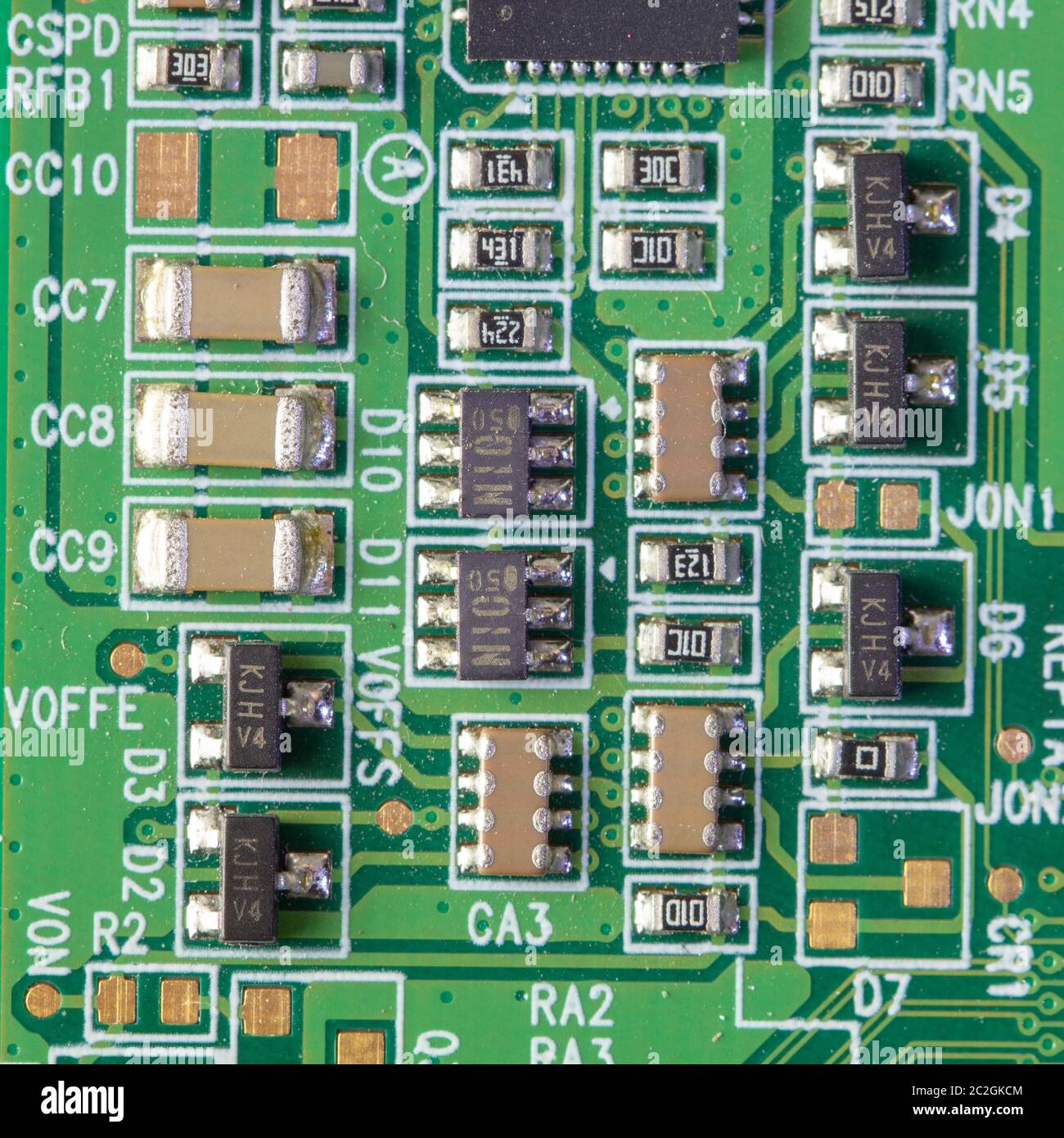 Green computer board with different electronics elements. texture Stock ...