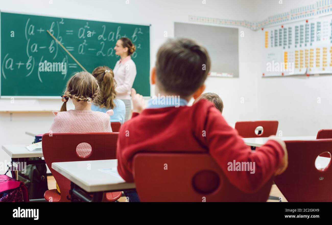 Boy student in elementary school class watching the lesson Stock Photo ...