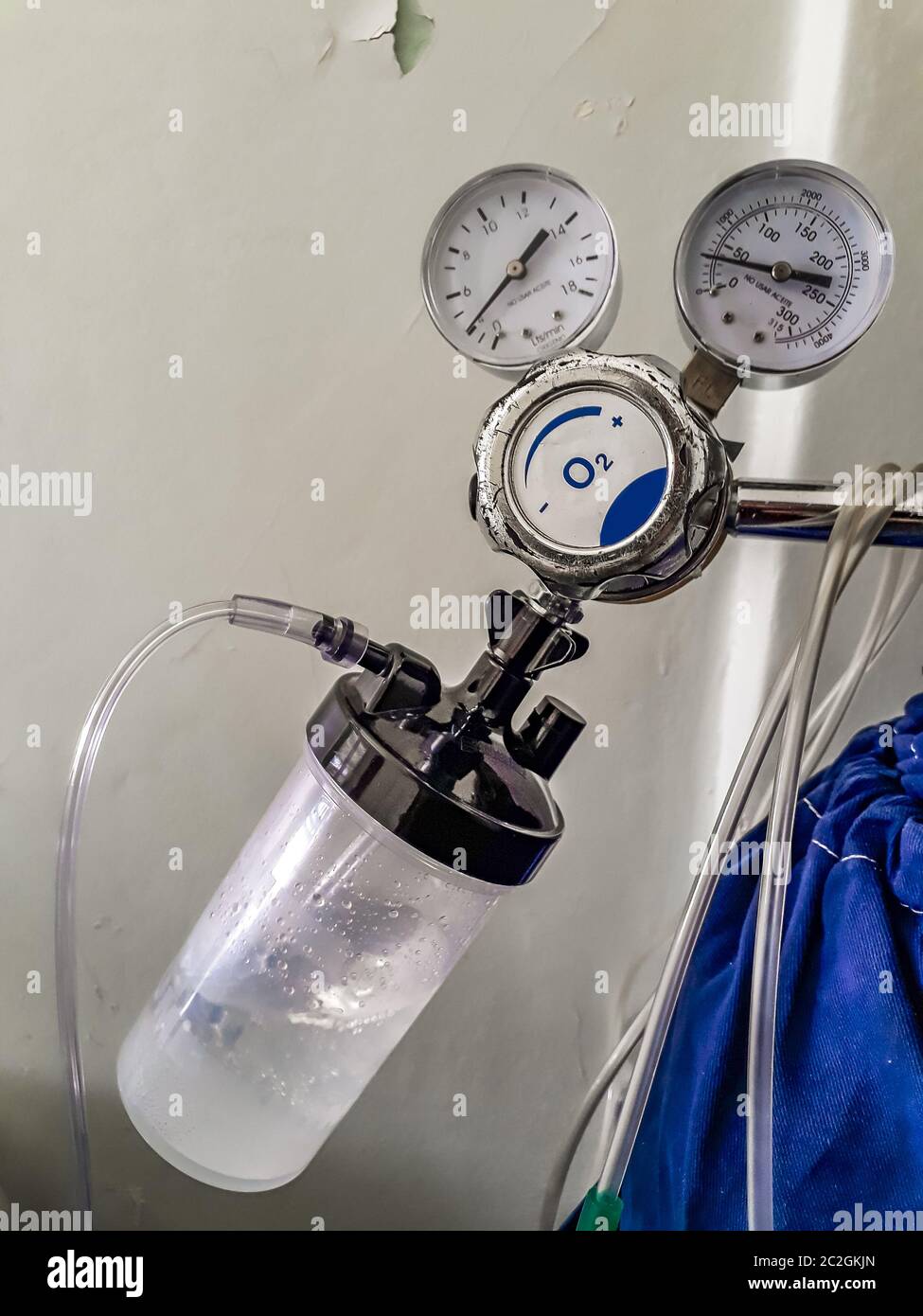 Oxygen Tank Detail at Hospital Room, Montevideo, Uruguay Stock Photo ...