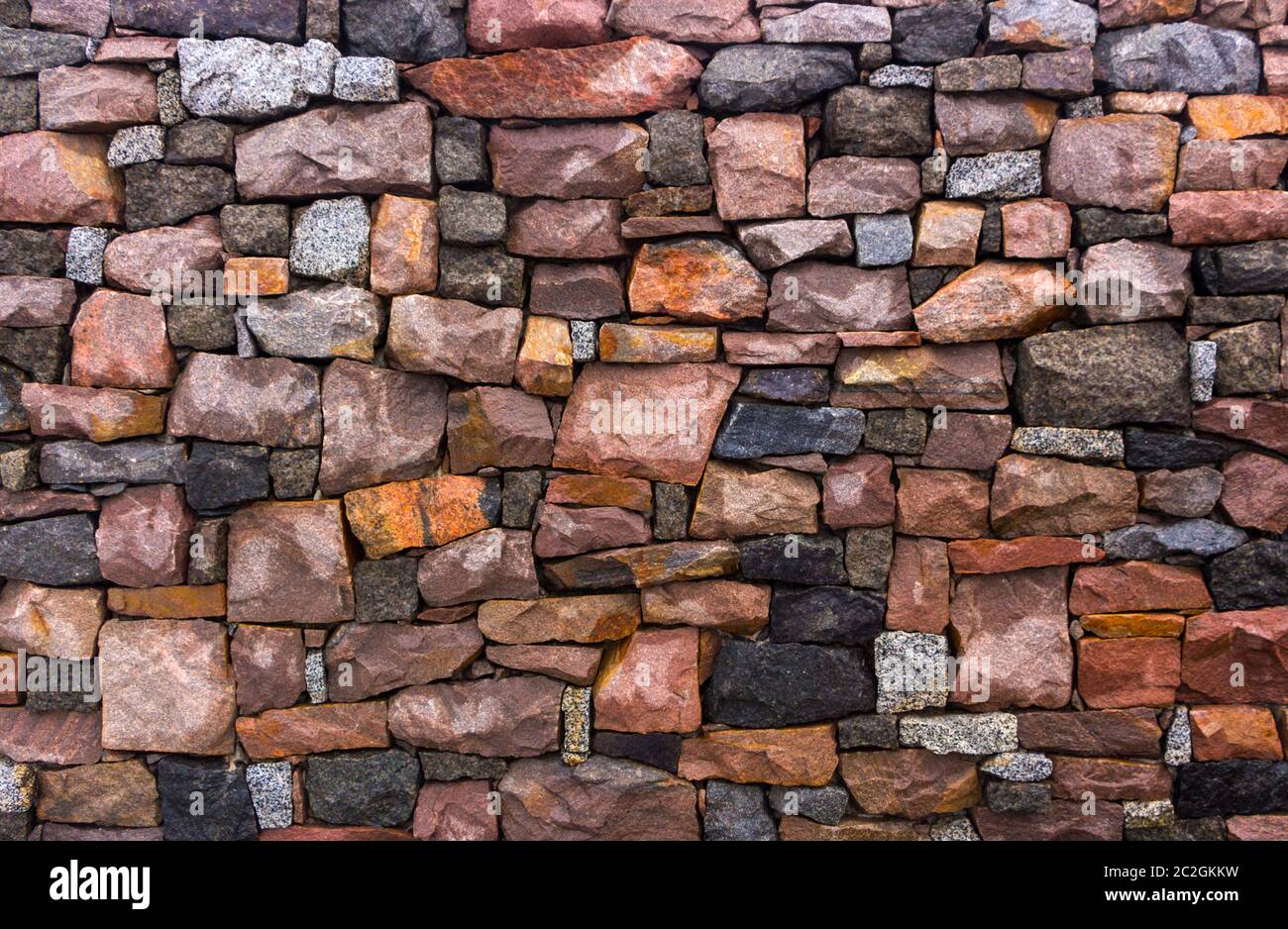 Seamless stone masonry using rectangular stones, red and gray shades ...