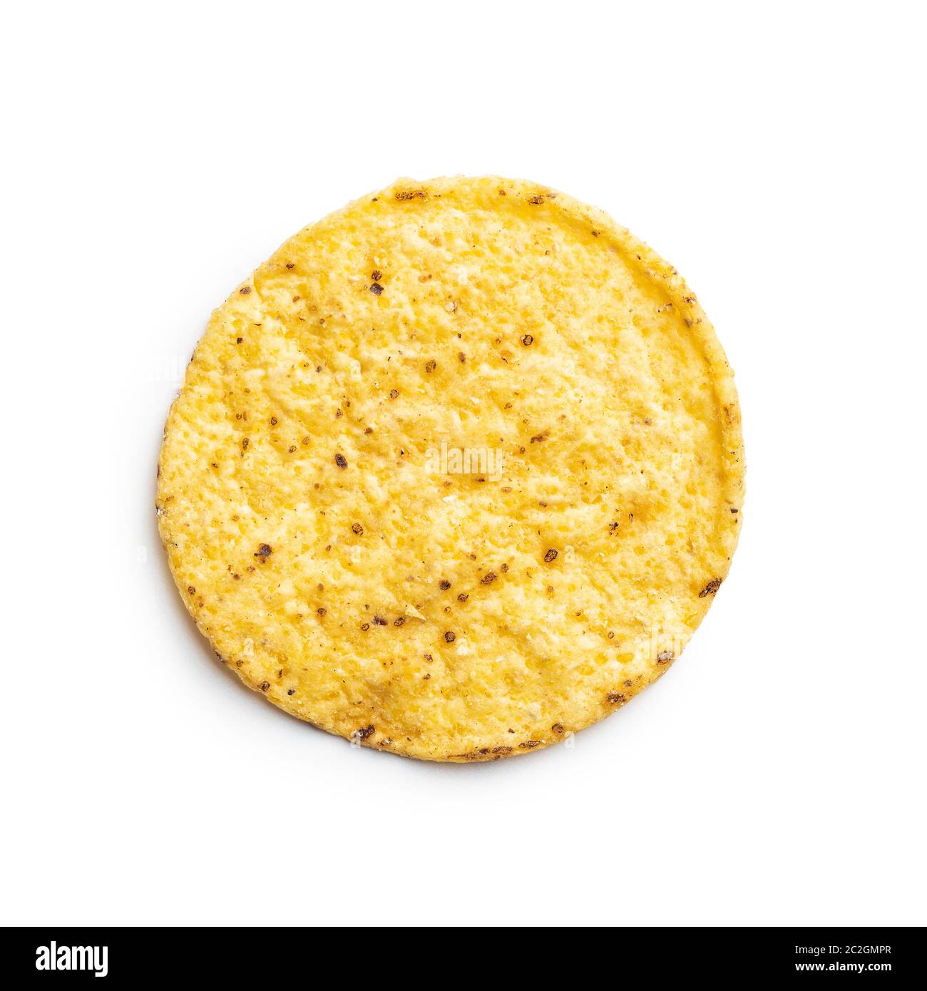 Round nacho chips. Yellow tortilla chips isolated on white background ...