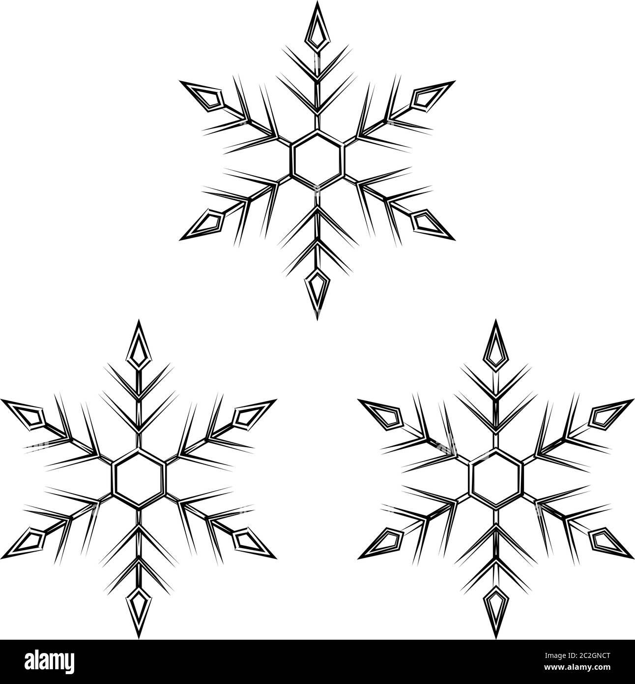 Snowflake Calligraphic, Snow, Ice Crystal Shape Vector Art Illustration ...