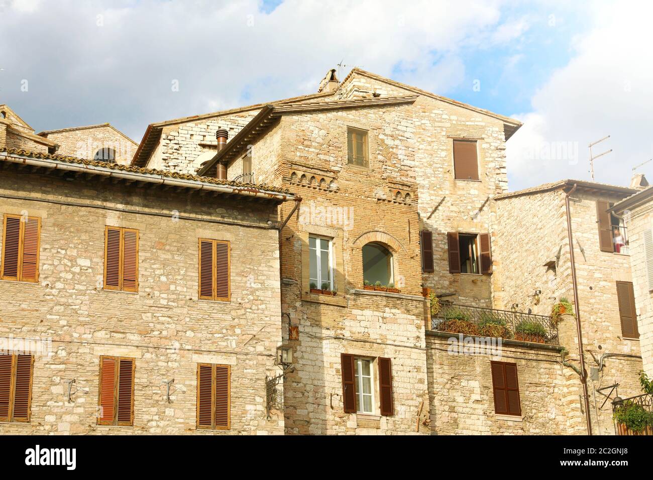 Detail of typical old medieval buildings in Italy Stock Photo - Alamy