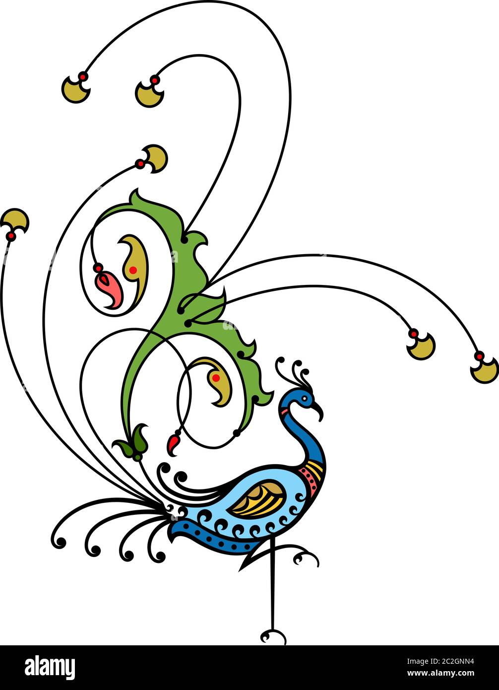 Peacock Hand Drawn Design Vector Art Illustration Stock Vector Image ...