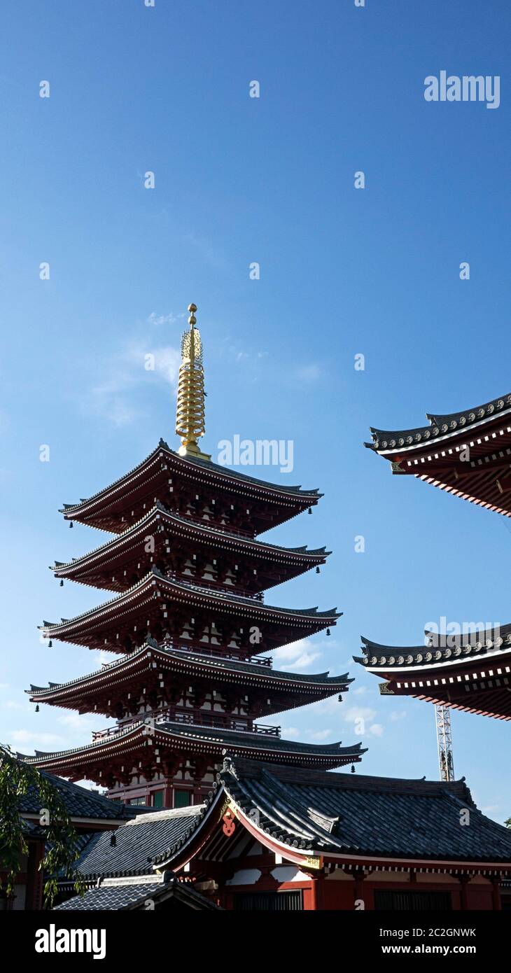 Senso Ji temple red pagoda tower culture architecture sky Stock Photo ...