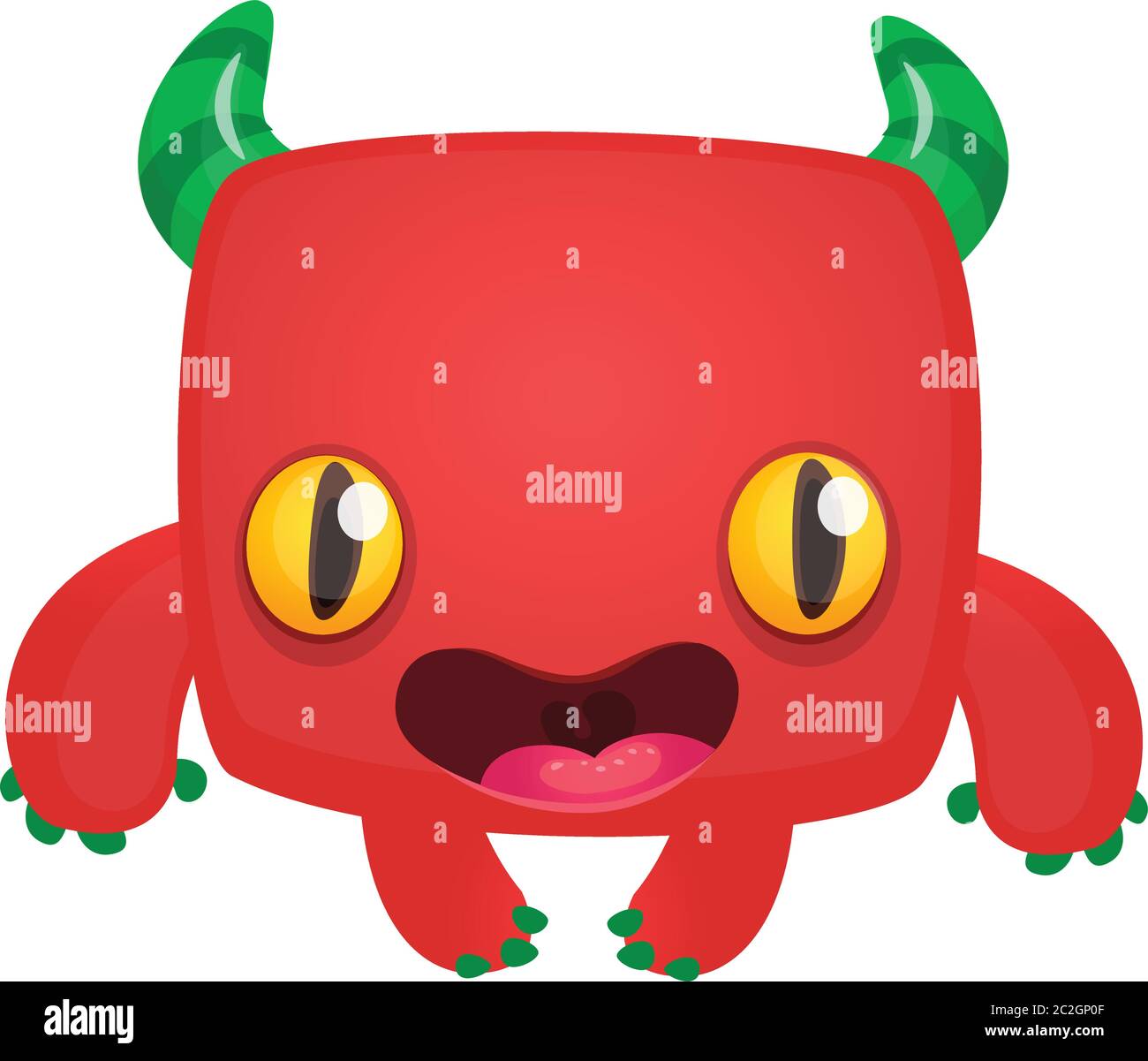 Funny cartoon red monster. Vector Halloween illustration Stock Vector ...