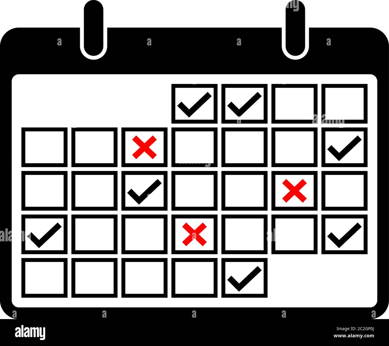 Calendar Page Icon Tick And Cross Vector Art Illustration Stock Vector ...