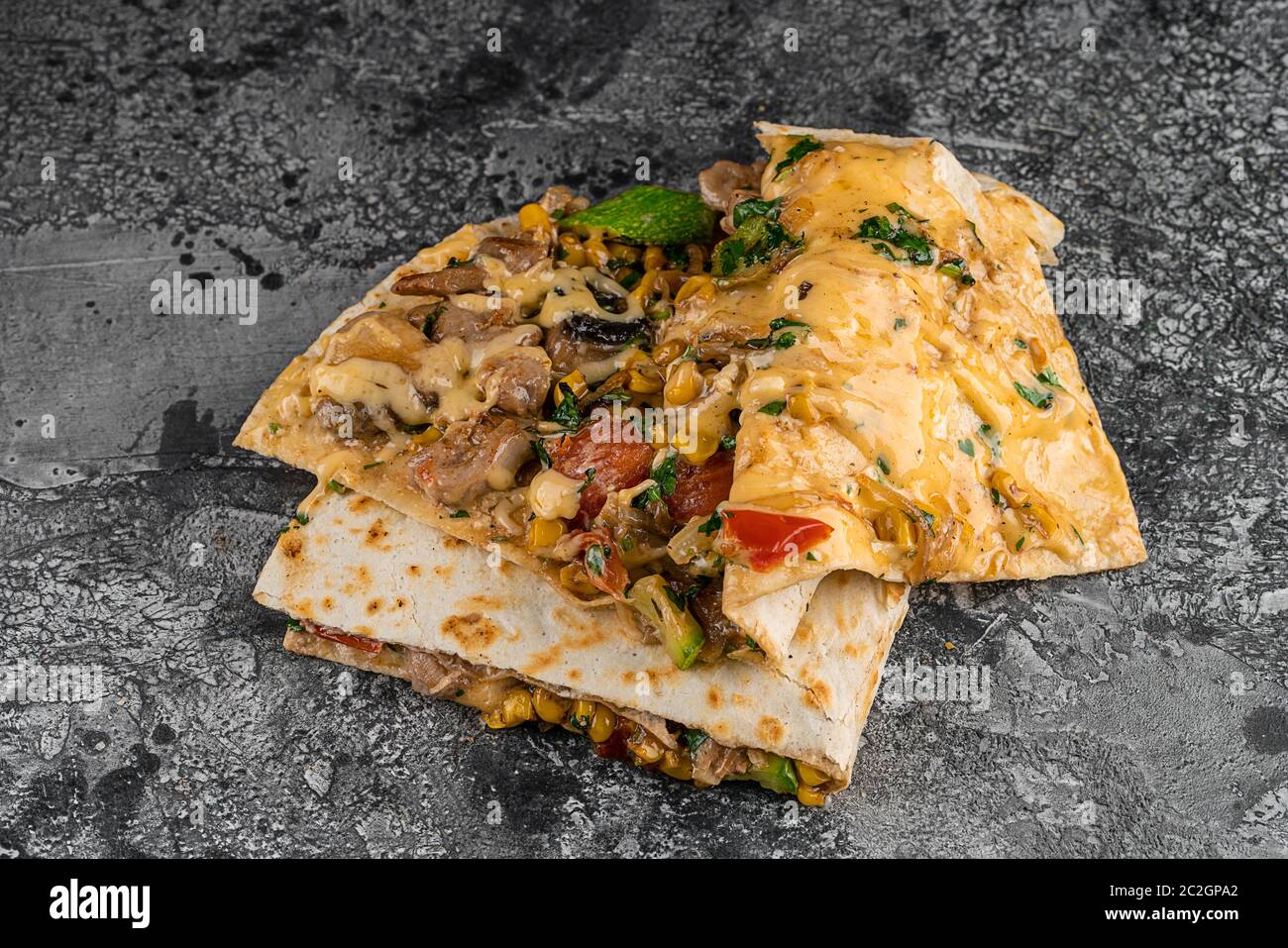 turkish fast food - chicken in pita bread, Doner kebab - fried chicken ...