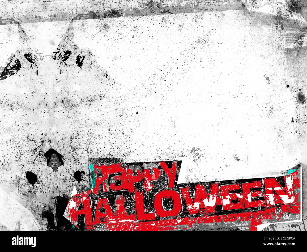 Spooky Halloween background with shadow of demon. Grungy frame, bloody ...