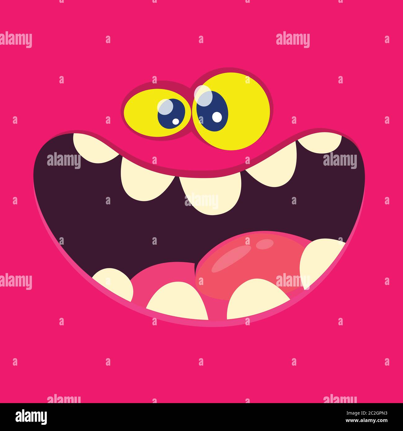 Cartoon monster face. Vector Halloween monster avatar. Monster ...
