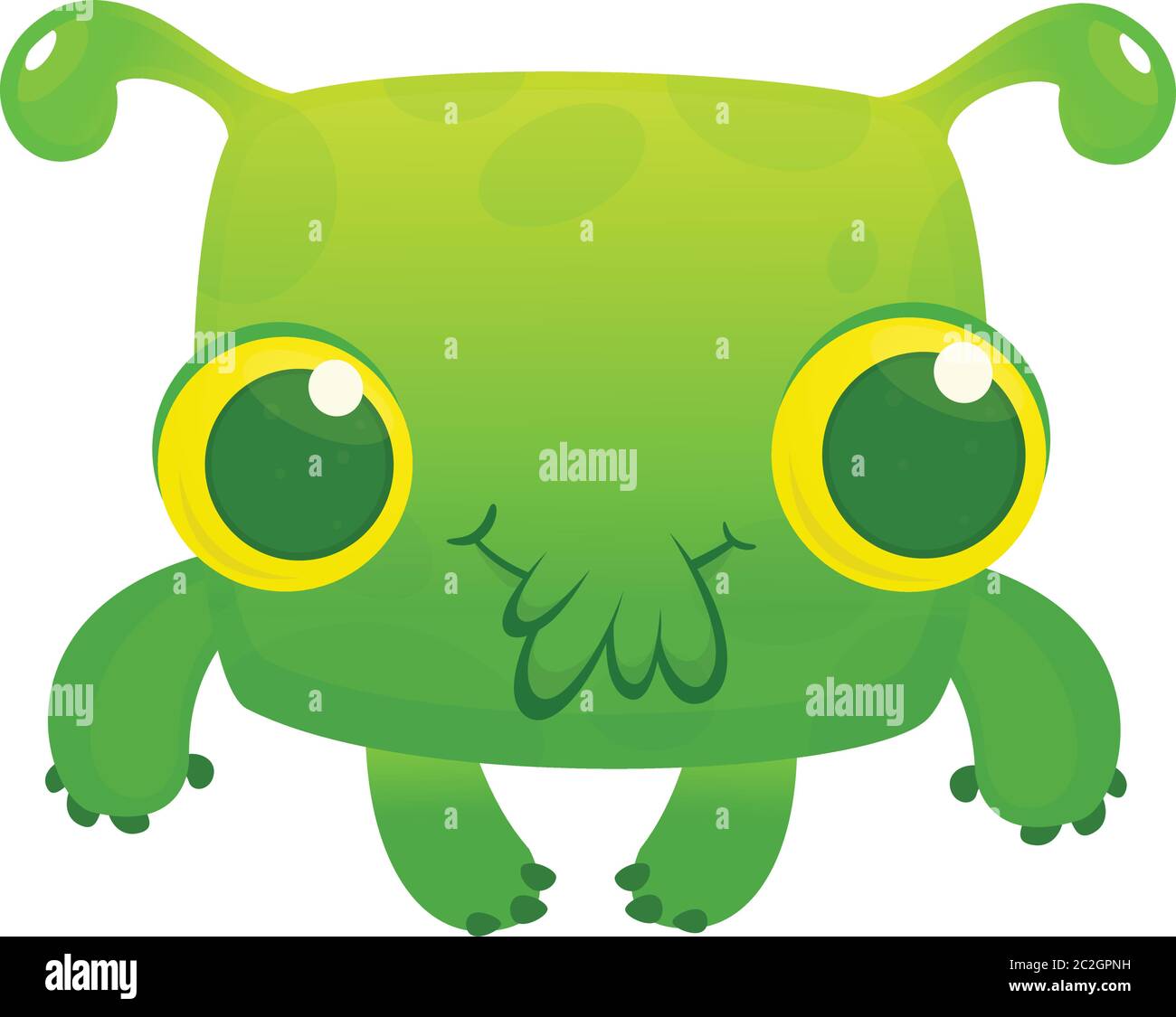 Happy cool cartoon monster. Horned vector monster character Stock ...