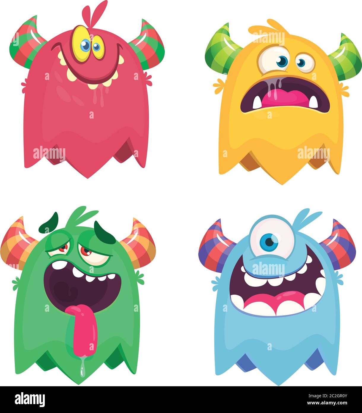 Cartoon Monsters set for Halloween. Vector set of cartoon monsters ...