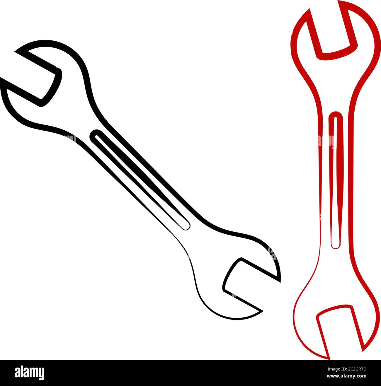 Open End Wrench Icon, Spanner Vector Art Illustration Stock Vector ...