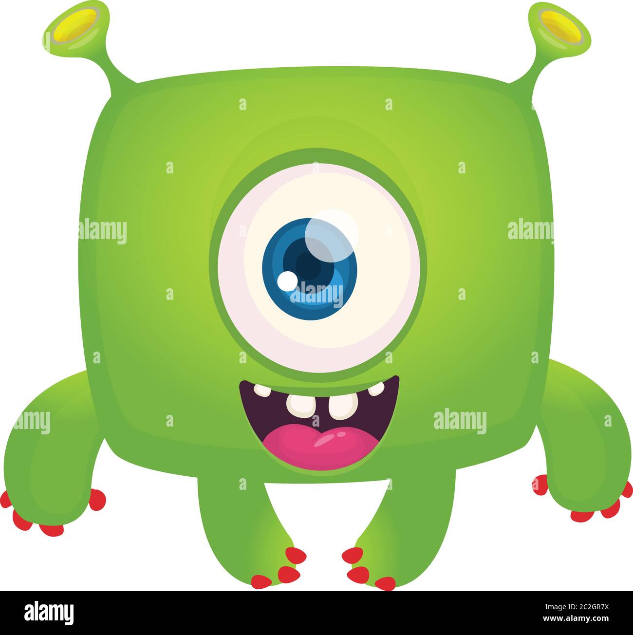 Funny cartoon laughing monster cyclops. Vector Halloween illustration ...