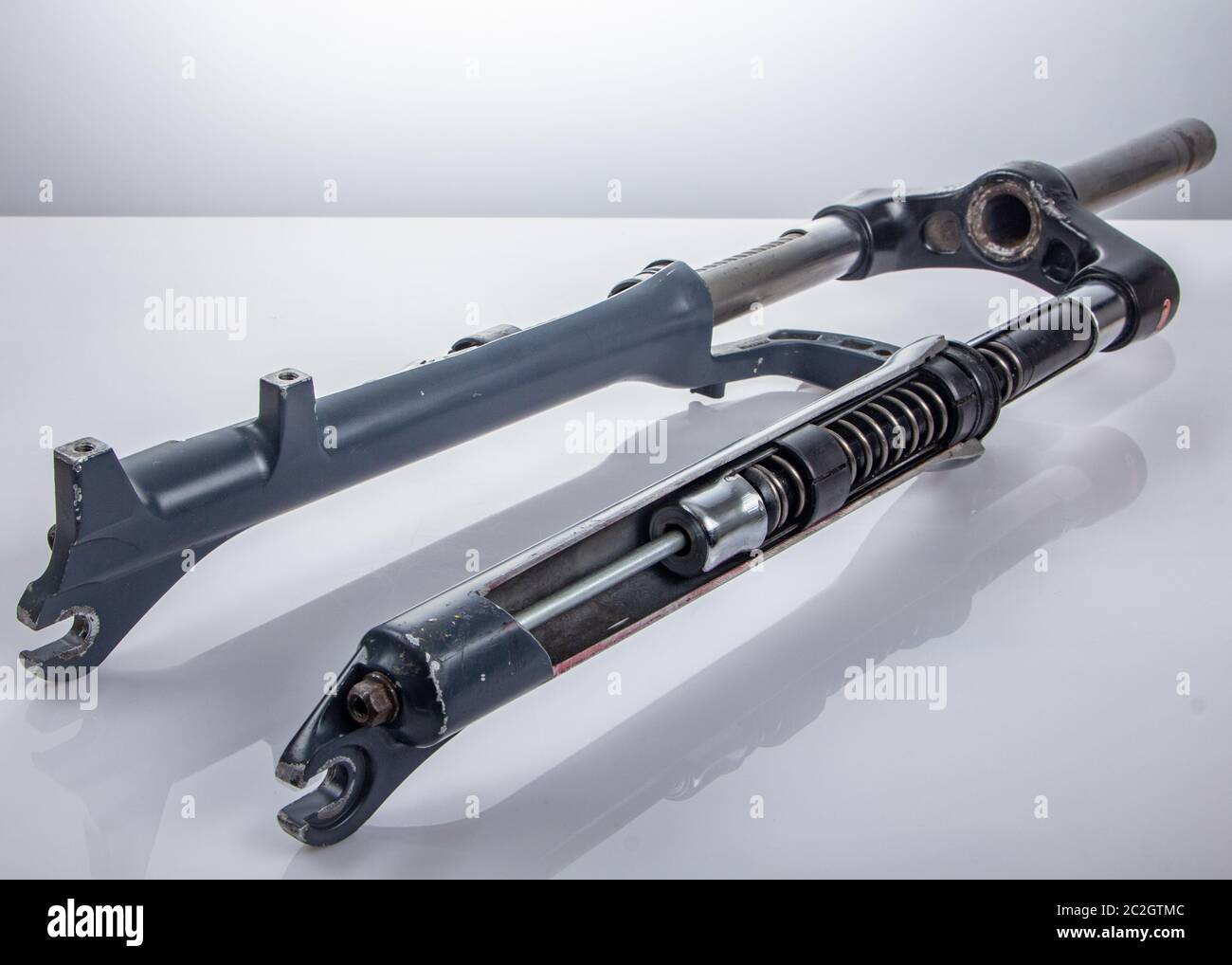 Bicycle fork in the section, you can see all the components Stock Photo ...