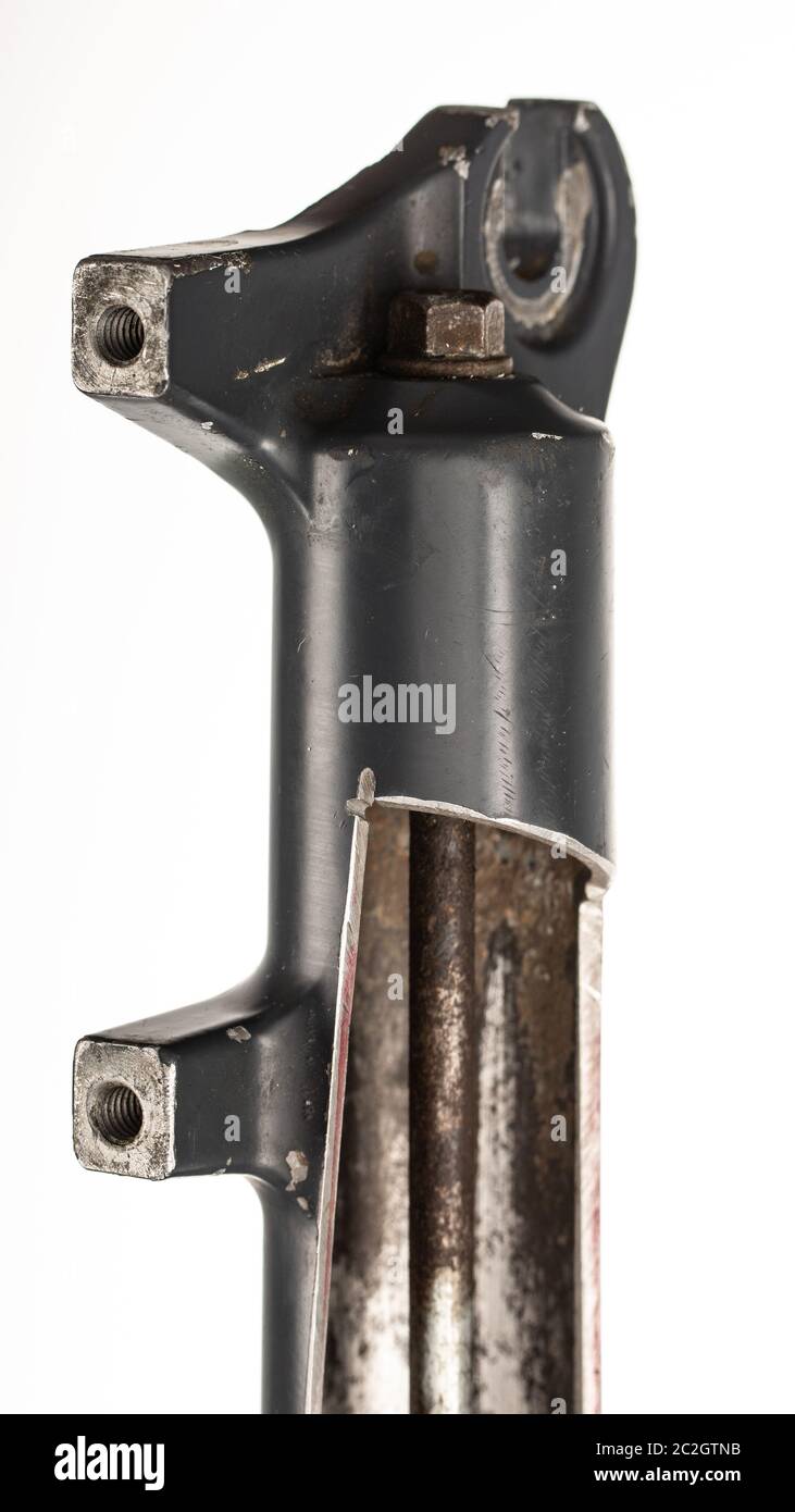Bicycle fork in the section, you can see all the components Stock Photo ...